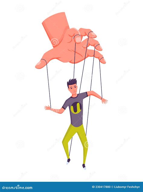 Puppeteer Hand Controlling People Attached To Strings Vector Illustration CartoonDealer Com