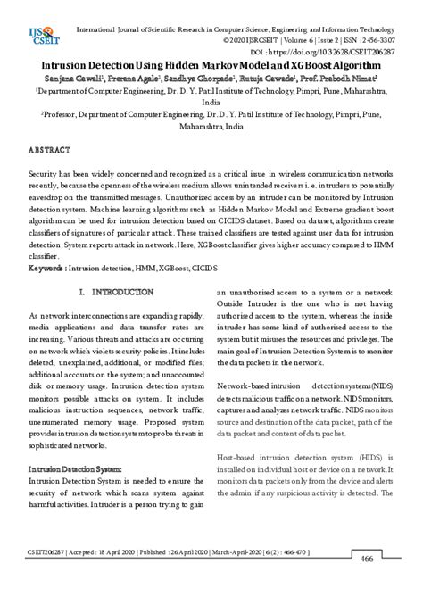 pdf intrusion detection using hidden markov model and xgboost algorithm