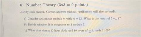 solved 6 number theory 3×3 9 points justify each answer