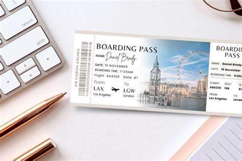 London Surprise Boarding Pass Ticket Snapybiz