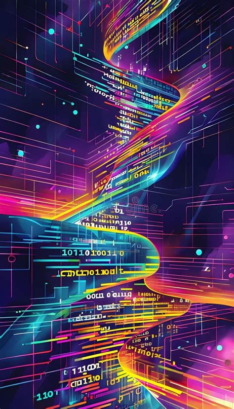 abstract data stream flowing like liquid light with sharp lines of code and binary numbers