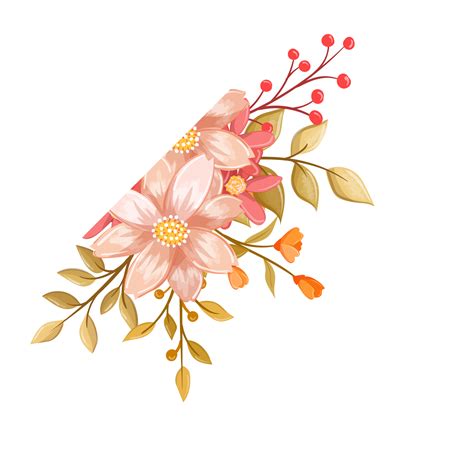 Pink Orange Flower Arrangement With Watercolor Style 15737166 Png