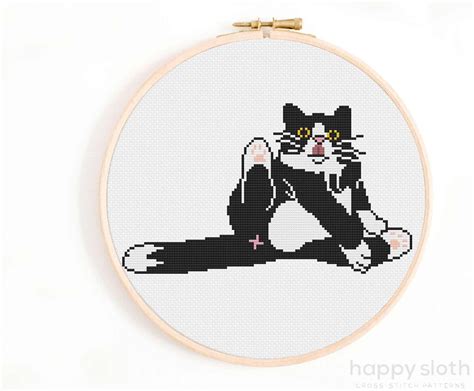 Funny Cat Butt Cross Stitch Pattern Licking Cat Digital Download Etsy