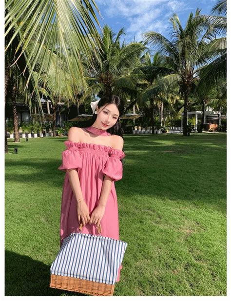 여름 신상 프릴 튜브탑 빅사이즈 롱원피스 오프숄더 반팔 투웨이 오픈백 통통이 임산부 원피스 66 77 데일리 A라인 롱치마 여행 휴가 비치 해변 바캉스 퍼플 핑크 스카프