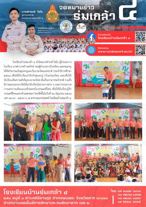 กิจกรรมวันสุนทรภู่และวันภาษาไทยแห่งชาติ ประจำปีการศึกษา 2568 โรงเรียนบ้านร่มเกล้า 4