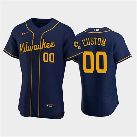 Milwaukee Brewers Custom Name Number Alternate Baseball Jersey Navy Robert Henrys