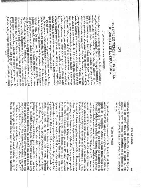 Las Leyes De Weber Y Fechner Y El Desarrollo De La Psicofisica Pdf