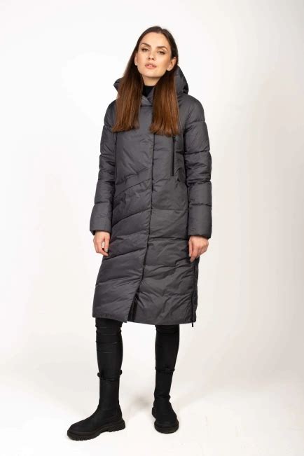 Біопуховик жіночий у кольорі графіт - Світ Шкіри та Хутра