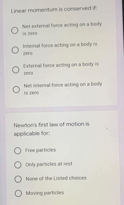 Solved Linear Momentum Is Conserved If Net External Force
