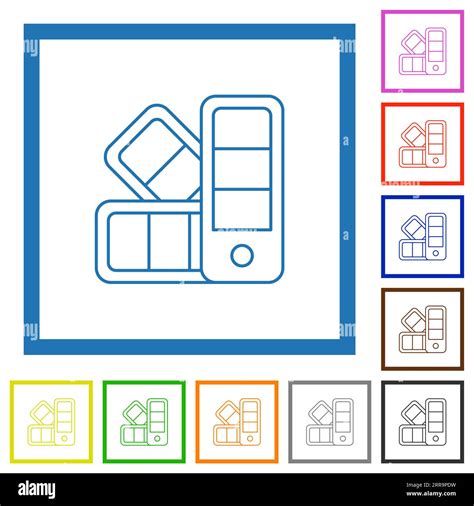Color Swatch Outline Flat Color Icons In Square Frames On White Background Stock Vector Image