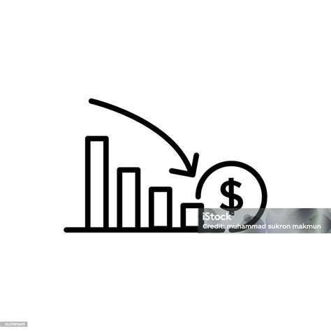 Graph Down Reduce Progress Line Icon Simple Outline Style Efficiency Decrease Graphic Finance