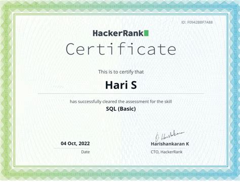 completion of sql basics test on hackerrank hari s posted on the