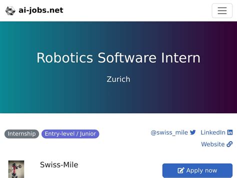Hiring Internship Robotics Software Intern In Zurich Raimljobs
