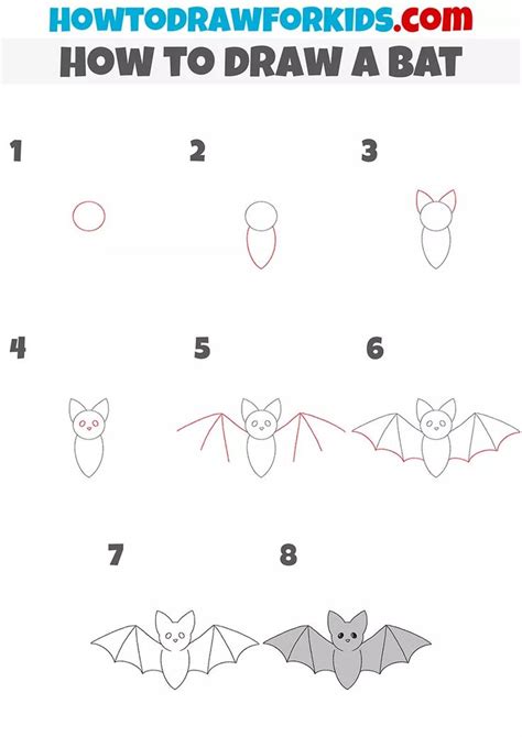 How To Draw A Bat Step By Step