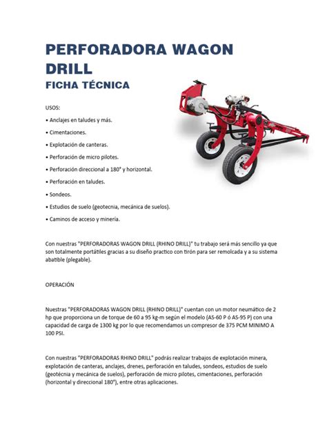 Ficha Tecnica De Perforadora Wagon Drill Pdf