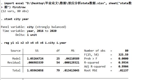用Stata做双向固定效应模型跑出来的结果少了一个年份和城市不知道怎么解决 Stata专版 经管之家
