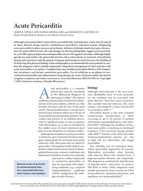 Acute Pericarditis Pdf Myocardial Infarction Electrocardiography