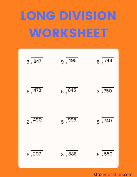 4th Grade Long Division Worksheets Free Download
