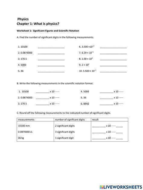 Significant Figures And Scientific Notation Online Exercise For Live