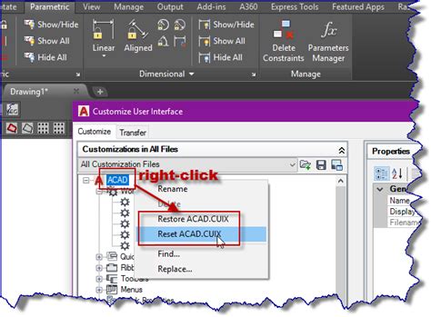 Solved 2018 Missing Commands In Parametric Ribbon Dimension Panel