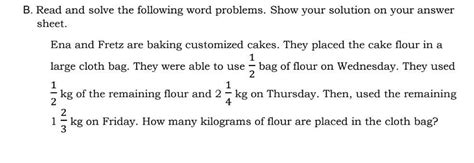 b read and solve the following word problems show your solution on