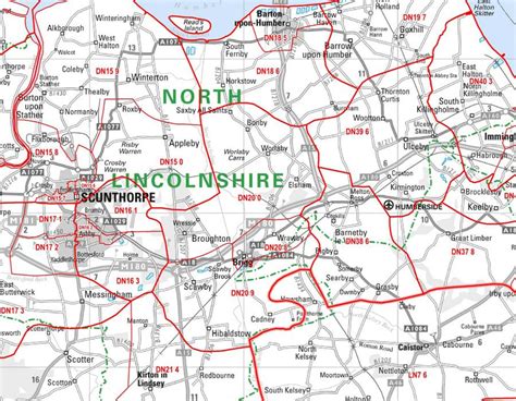 Wall Maps Humberside And N E Midlands Leeds Bradford Sheffield Postcode Wall Map