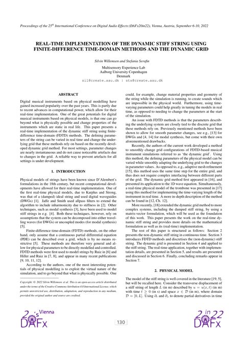 pdf real time implementation of the dynamic stiff string using finite difference time domain