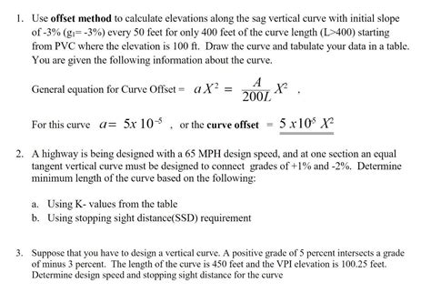 Solved Use Offset Method To Calculate Elevations Along Chegg