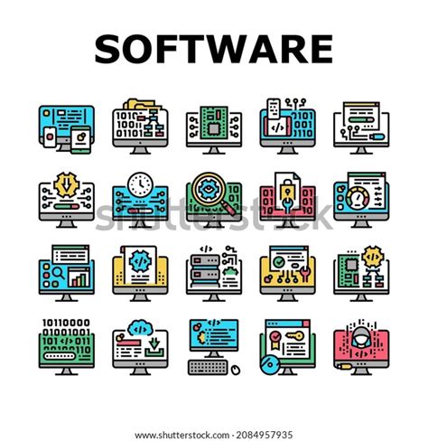 Software Program Development Icons Set Vector Stock Vector Royalty Free 2084957935 Shutterstock