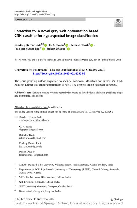 correction to a novel grey wolf optimisation based cnn classifier for