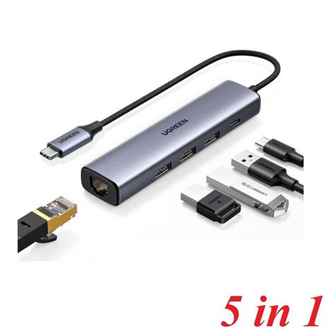 Ugreen 20932 5 Trong 1 Usb Type C Ra Usb3 0 Rj45 1000m Gigabits Ethernet Pd Adapter Cm475
