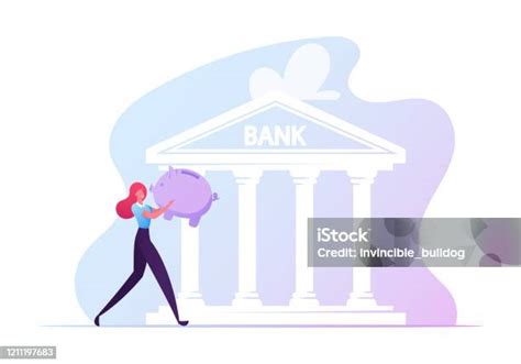 학자금 대출 교육 개념에 대한 부채 여자 학생 캐릭터 는 대학에서 공부를위한 교육 대출을 가지고 돼지 저금통 산책을 수행 지식에 대한 투자 만화 벡터 일러스트레이션 개념에