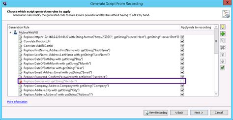 Choose Script Generation Rules Page Epp Docs
