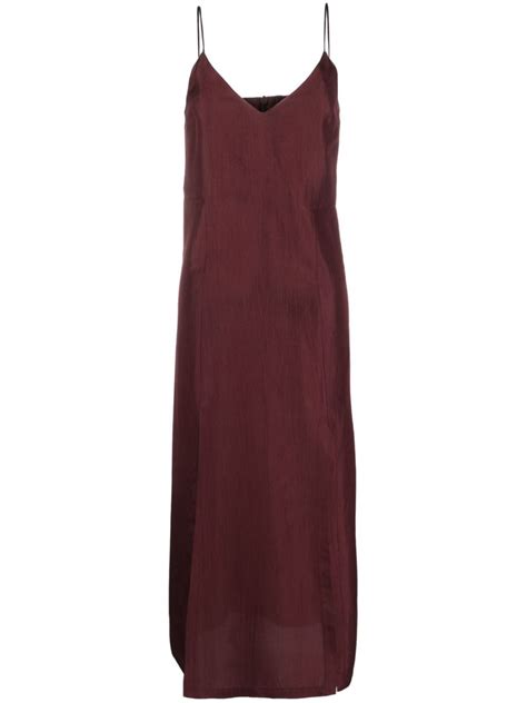 Rohe Side Slits Maxi Slip Dress In Red Modesens