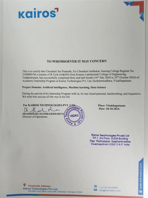Cherukuri Sai Praneeth On Linkedin I Successfully Finished My Three Month Internship At The