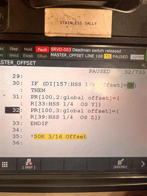 Offset Issues Rfanuc