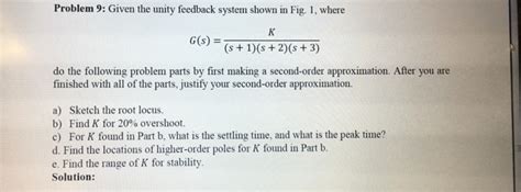 solved problem 9 given the unity feedback system shown in