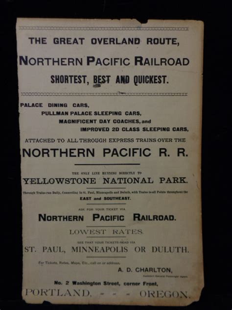 Lot Northern Pacific Railroad Broadside