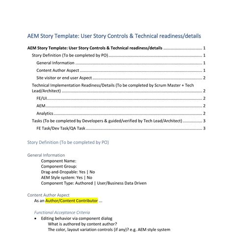 Aem User Story Template Samplepdf Docdroid