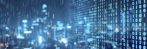 Digital Cityscape With Binary Code And Glowing Lights Overlooking An Urban Landscape At Night