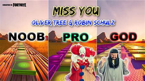 oliver tree and robin schulz miss you noob vs pro vs god fortnite