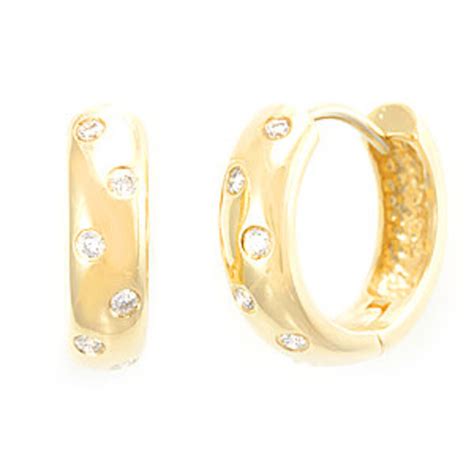Diamond Hoop Earrings 14k Yellow Gold Ladies Earrings Ladies Fine