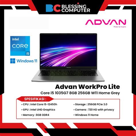 Jual Advan WorkPro Lite Core I5 1035G7 8GB 256GB W11 Home Grey Shopee Indonesia