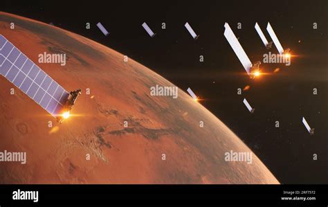 Realistic 3d Graphics Of Mars Spinning In Dark Outer Space Solar Cell
