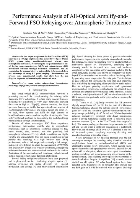 Pdf Performance Analysis Of All Optical Amplify And Forward Fso Relaying Over Atmospheric