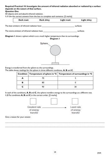 Gcse Physics Aqa P6 Waves Required Practical 10 Infrared Teaching Resources
