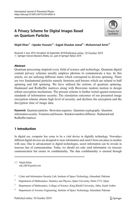 pdf a privacy scheme for digital images based on quantum particles