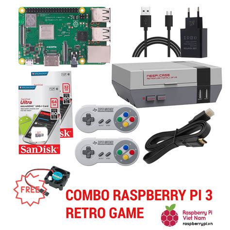 combo raspberry pi 3 retro game cài đặt sẵn 2 000 game