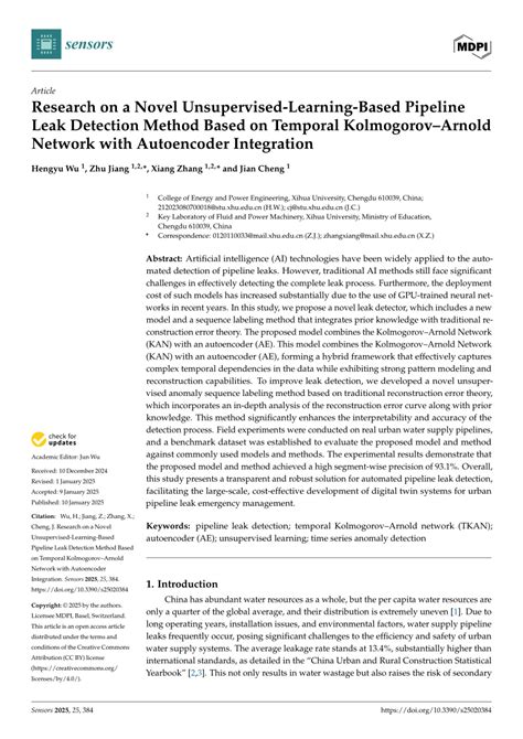 Pdf Research On A Novel Unsupervised Learning Based Pipeline Leak Detection Method Based On