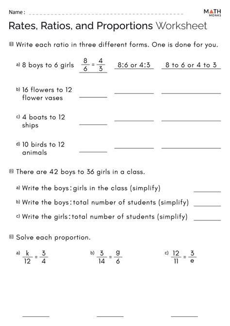 Ratios And Rates Worksheets Math Monks